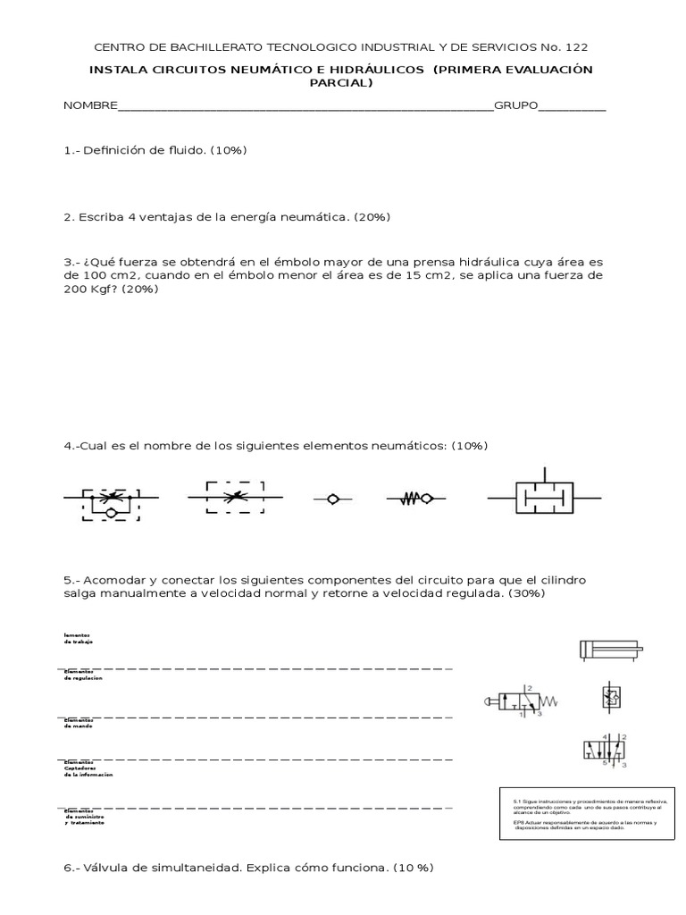 Instala Circuitos Neumaticos e Hidraulicos Examen Unidad 1 | PDF