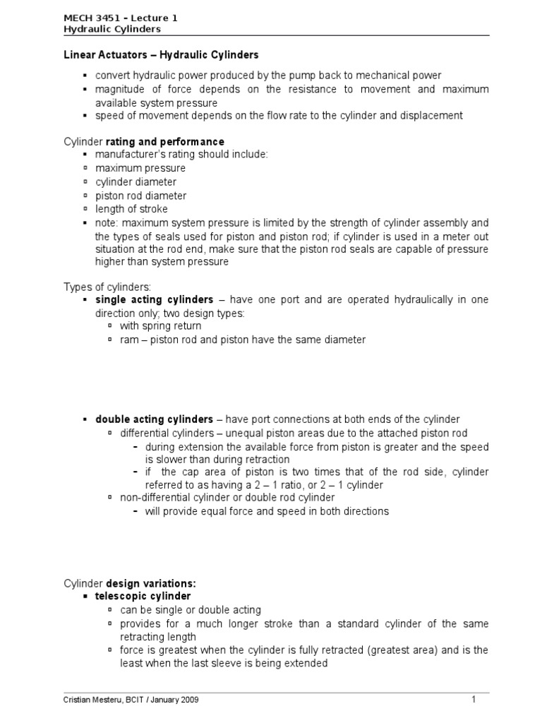 Hydraulic Cylinders | PDF | Piston | Machines