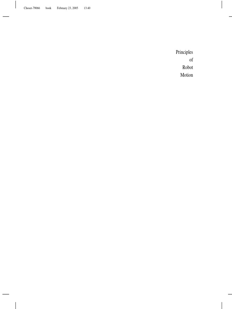 Intelligent Robotics And Autonomous Agents Series Choset H Et Al Principles Of Robot Motion