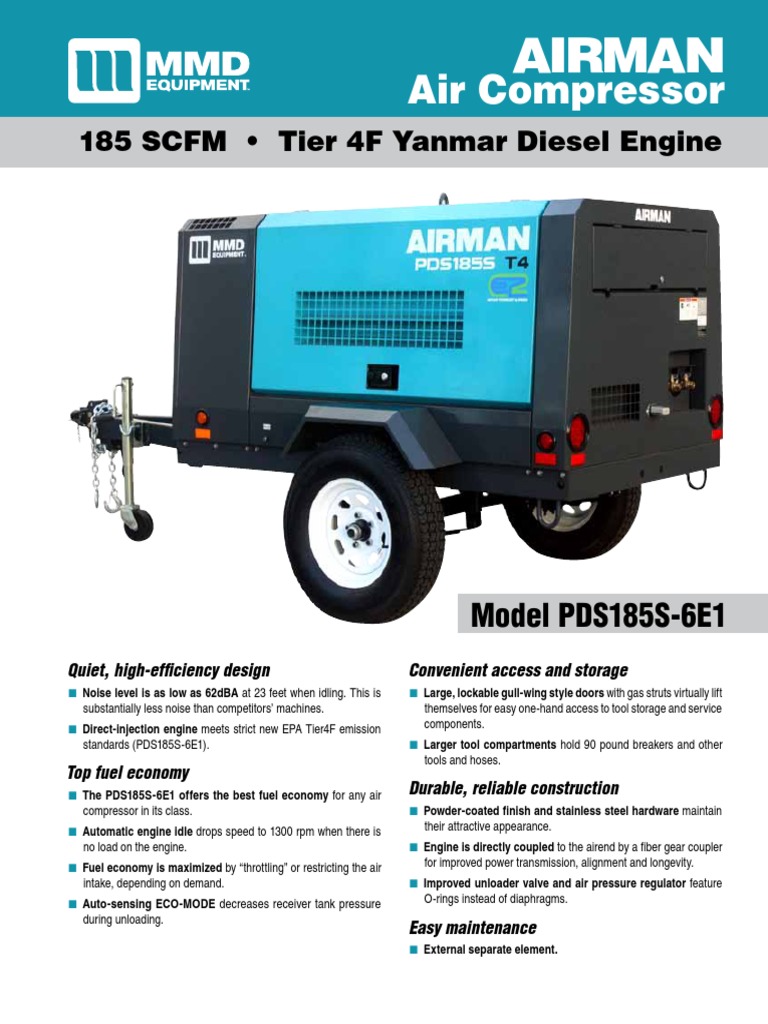 MMD Airman Air Compressor PDS185S 6E1 | PDF | Engines | Diesel Engine
