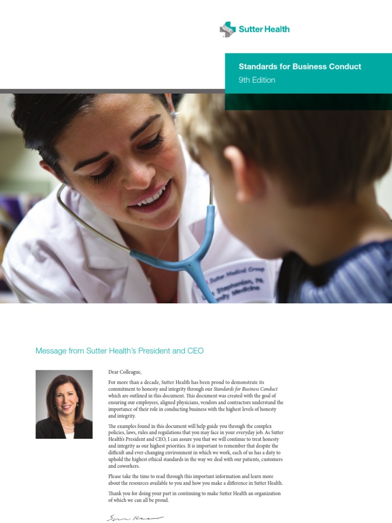 Sutter Health Standards for Business Conduct | PDF | Conflict Of ...