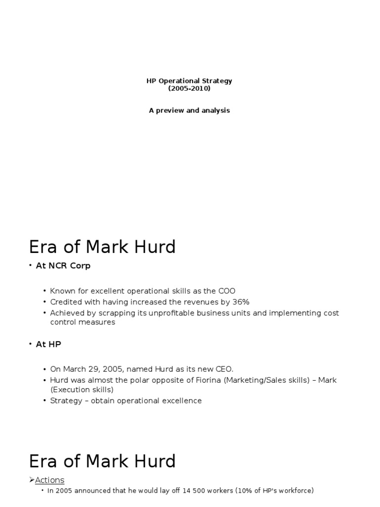 HP Operational Strategy | PDF | Hewlett Packard | Business Economics