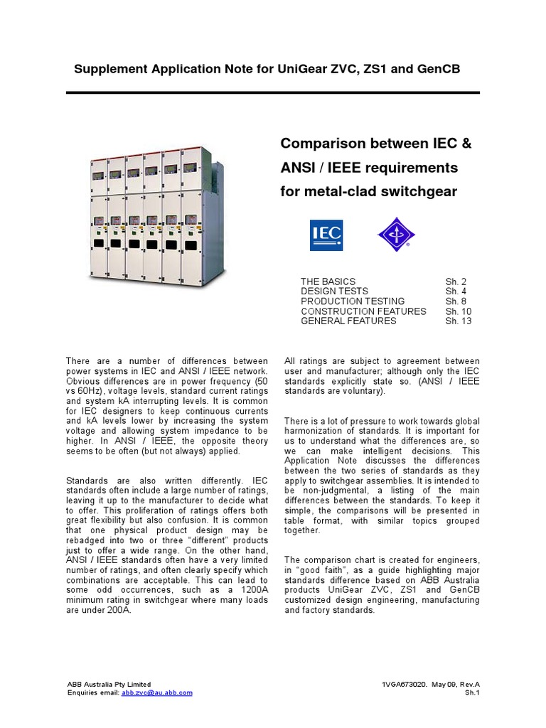 Difference Between IEEE and IEC Standard For HV Metal Clad Switchgear | PDF | Electrical Wiring ...