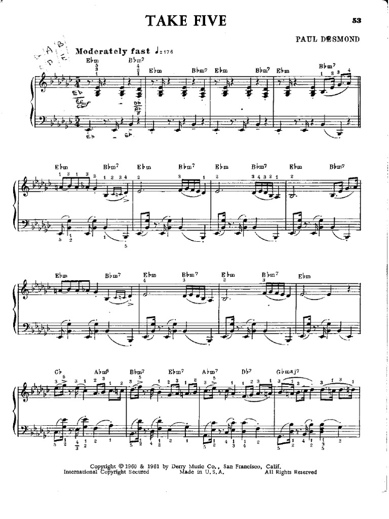 Dave Brubeck - Take Five PDF | PDF