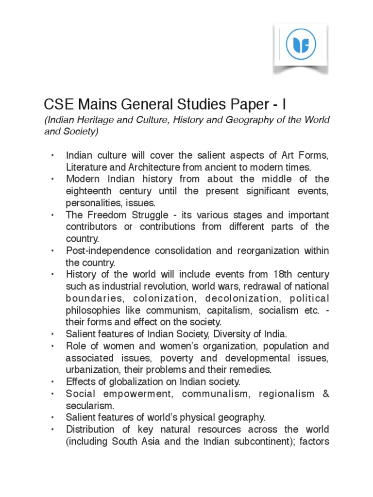 Comprehensive Overview of the CSE Mains Examination Papers Covering Key ...