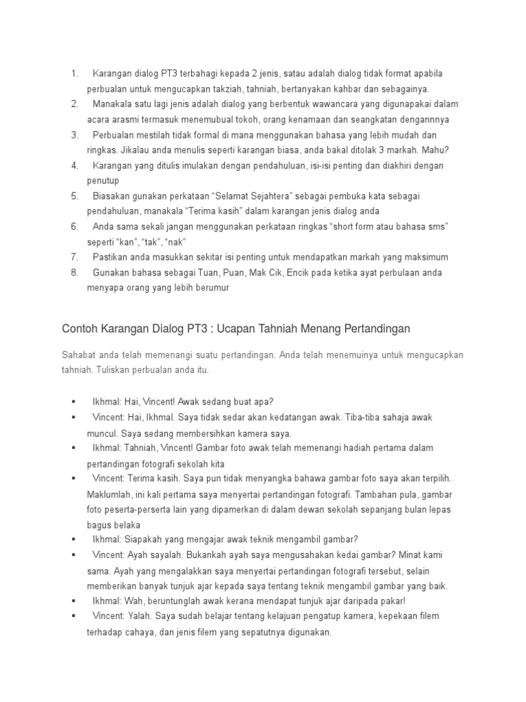 Karangan Dialog PT3 Terbahagi Kepada 2 Jenis | PDF