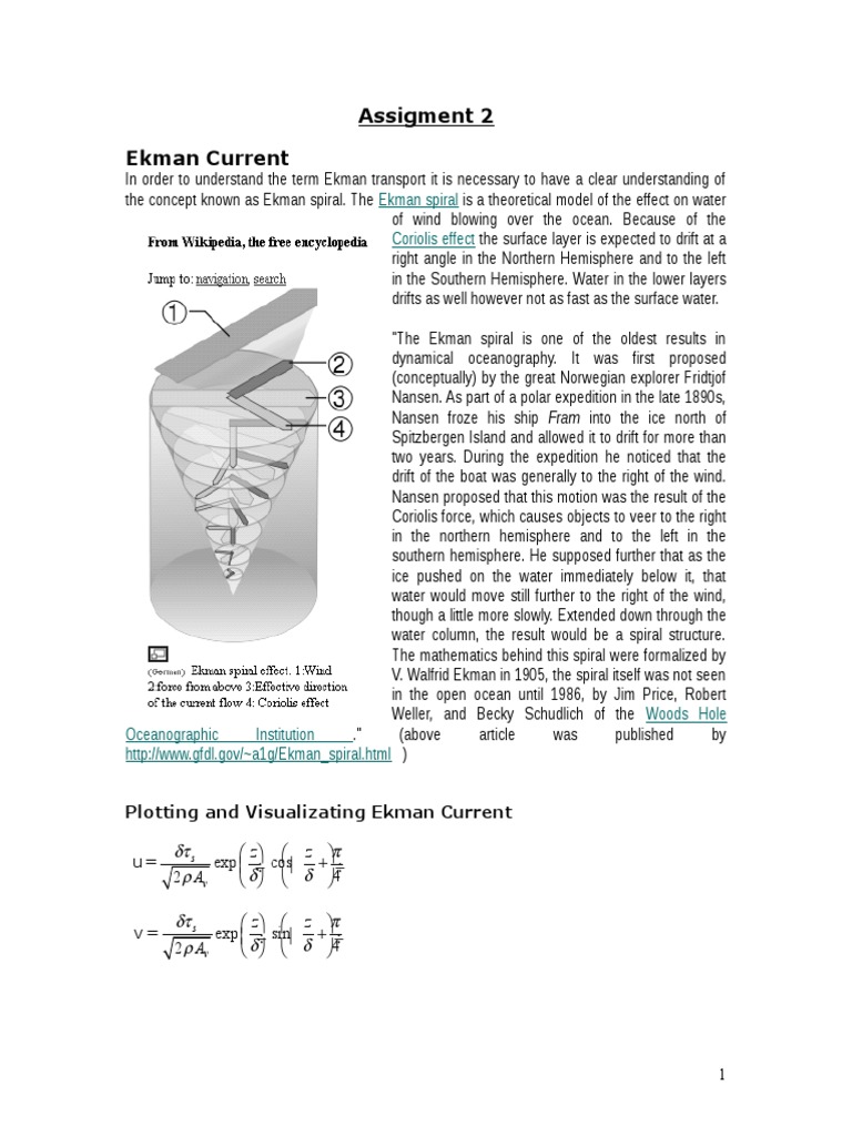 Assigment 2 Ekman Current: Ekman Spiral Coriolis Effect | PDF | Planets ...