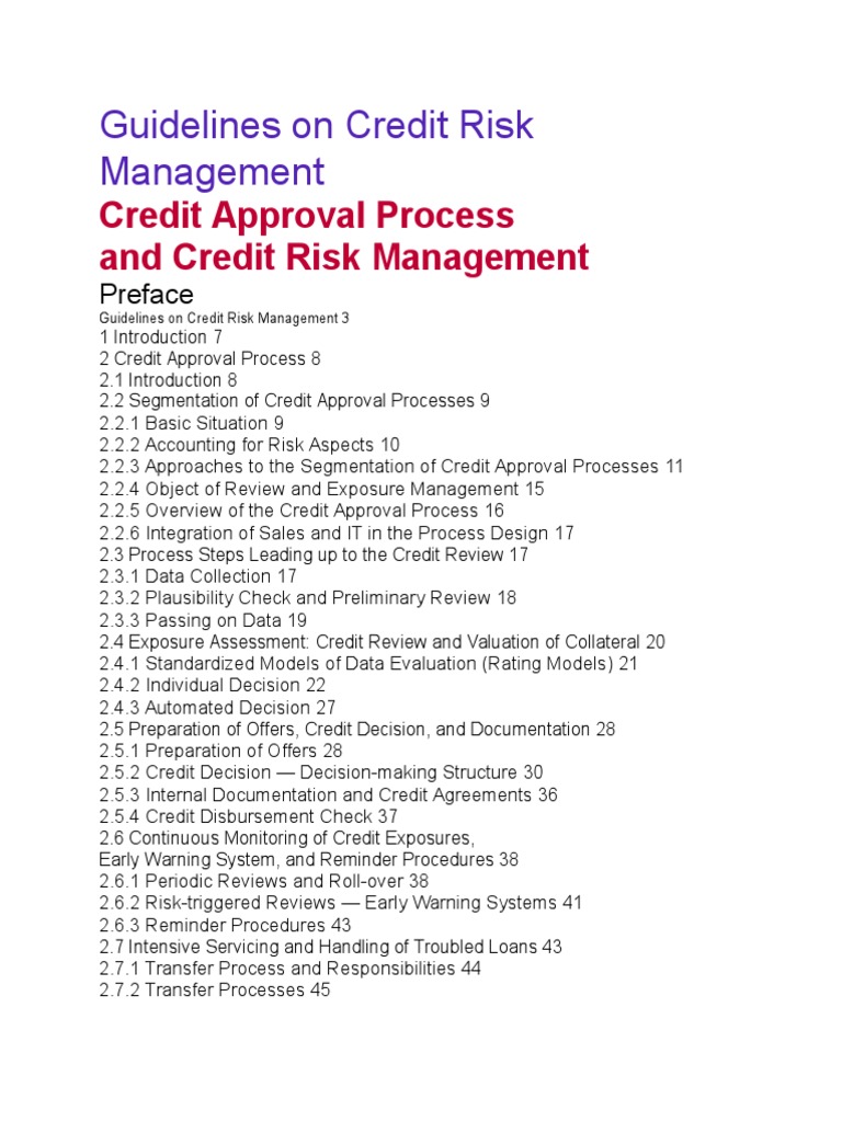 Guidelines On Credit Risk Management | PDF | Credit (Finance) | Basel Ii