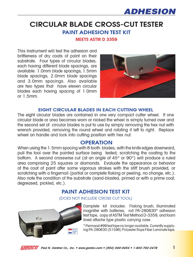 Circular Blade Cross-Cut Tester Meets ASTM D 3359 Standard for ...