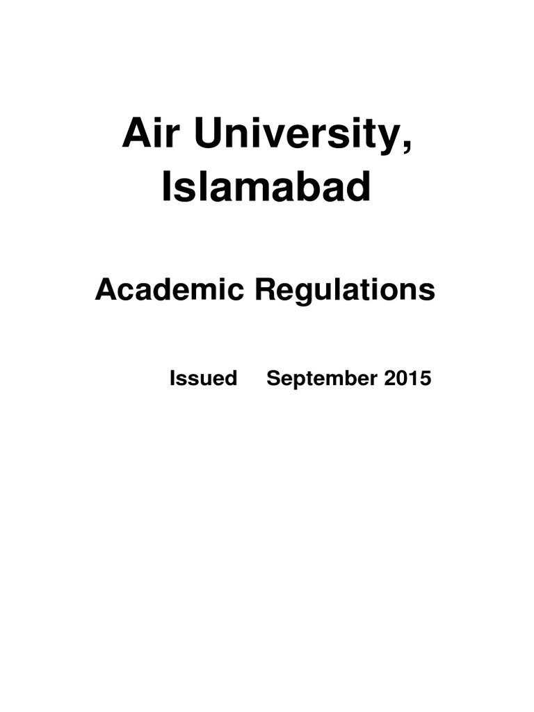 AIR UNIVERSITY Academic Regulations | PDF | Course Credit | Thesis