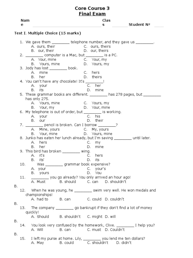 CC3 Final Exam | PDF