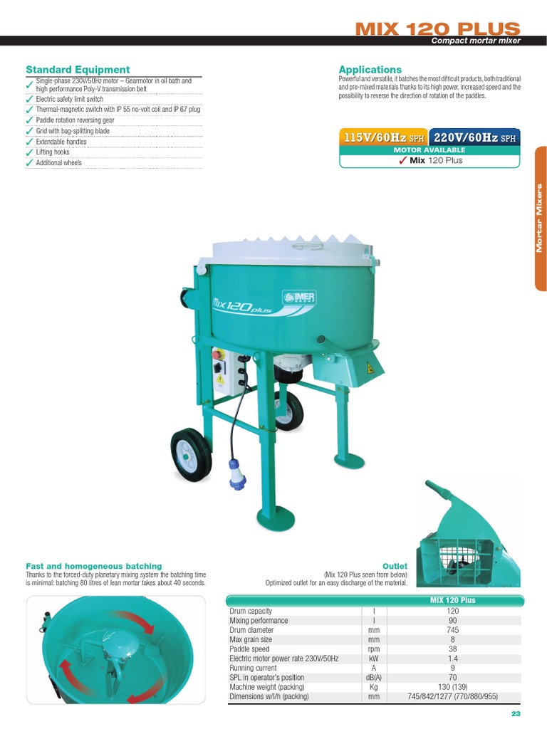 Malaxor Planetar Imer Mix 120 PLUS | PDF | Mixer (Cooking) | Electric Motor