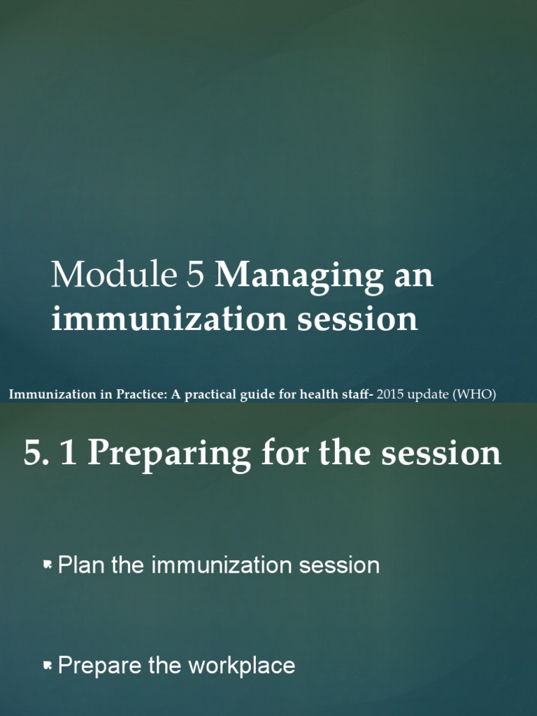 Managing Immunization Sessions Guide | PDF | Injection (Medicine ...