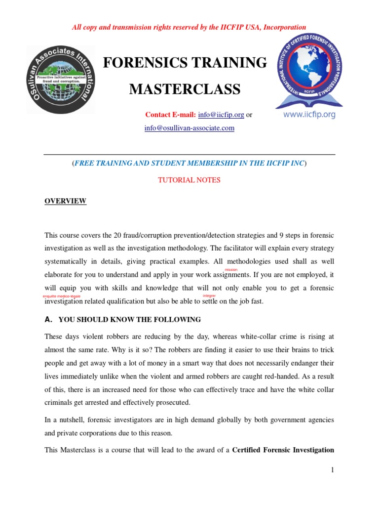 Forensics Training Masterclass Module - 1 | PDF | Whistleblower ...