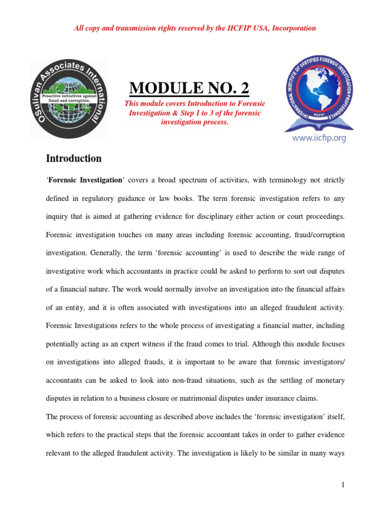 Forensics Training Masterclass Module - 2 | PDF | Crime Scene | Fraud