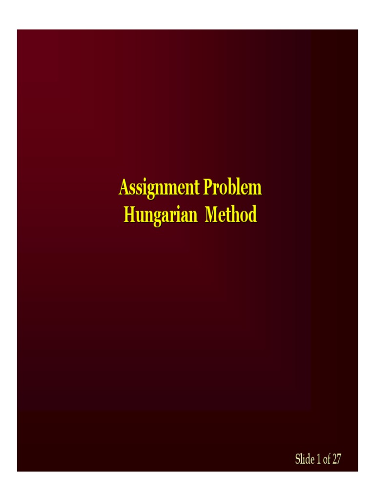 Assignment Problem Hungarian Method | PDF | Theoretical Computer Science | Computational Science