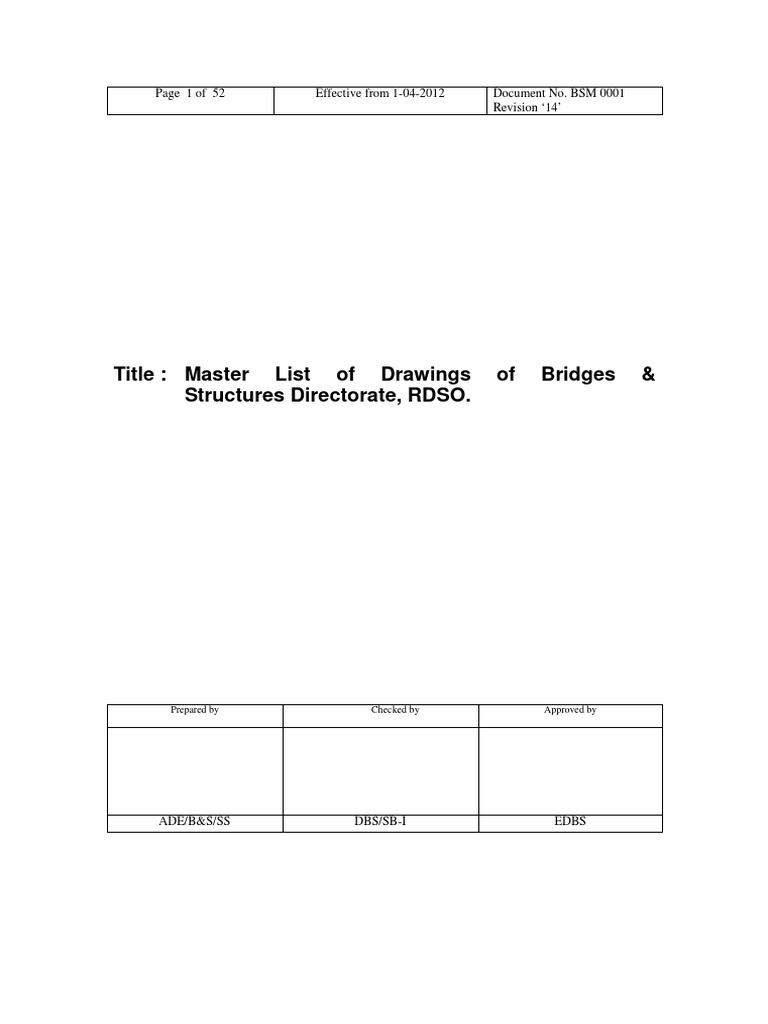 RDSO-drawing-master-list.pdf | Truss | Bridge