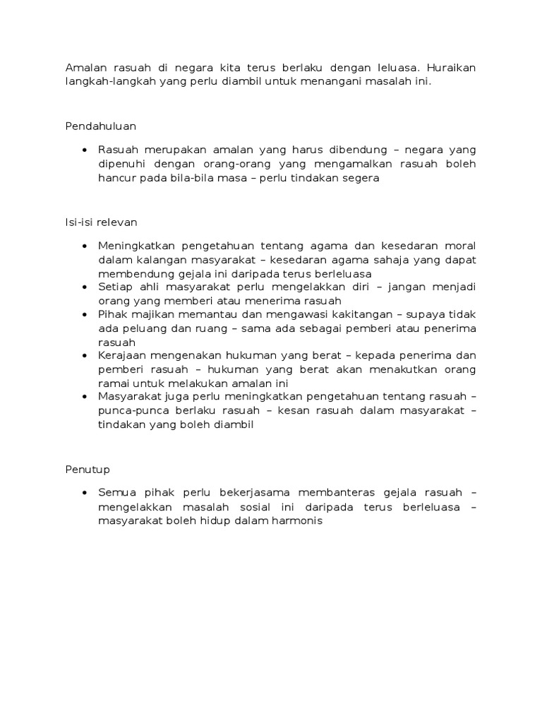 Amalan Rasuah Di Negara Kita Terus Berlaku Dengan Leluasa | PDF