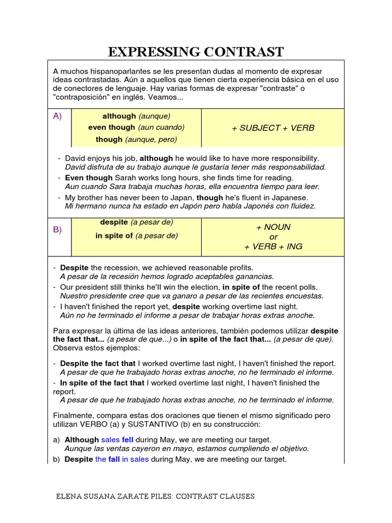 Expressing Contrast PDF | Descargar gratis PDF | Tipología Lingüística ...