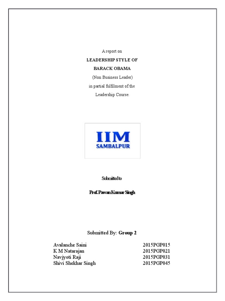 An Analysis of President Barack Obama's Leadership Style and its ...