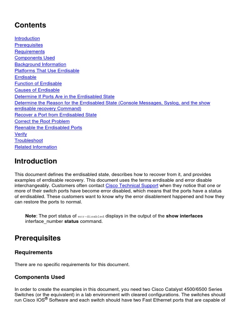 Errdisable Recovery | PDF | Network Switch | Duplex (Telecommunications)