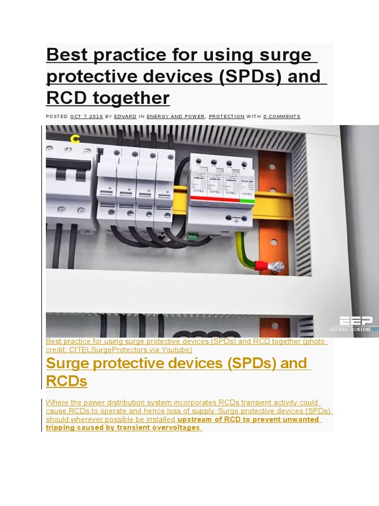 Best Practices for SPDs and RCDs | PDF | Electronics | Electrical ...