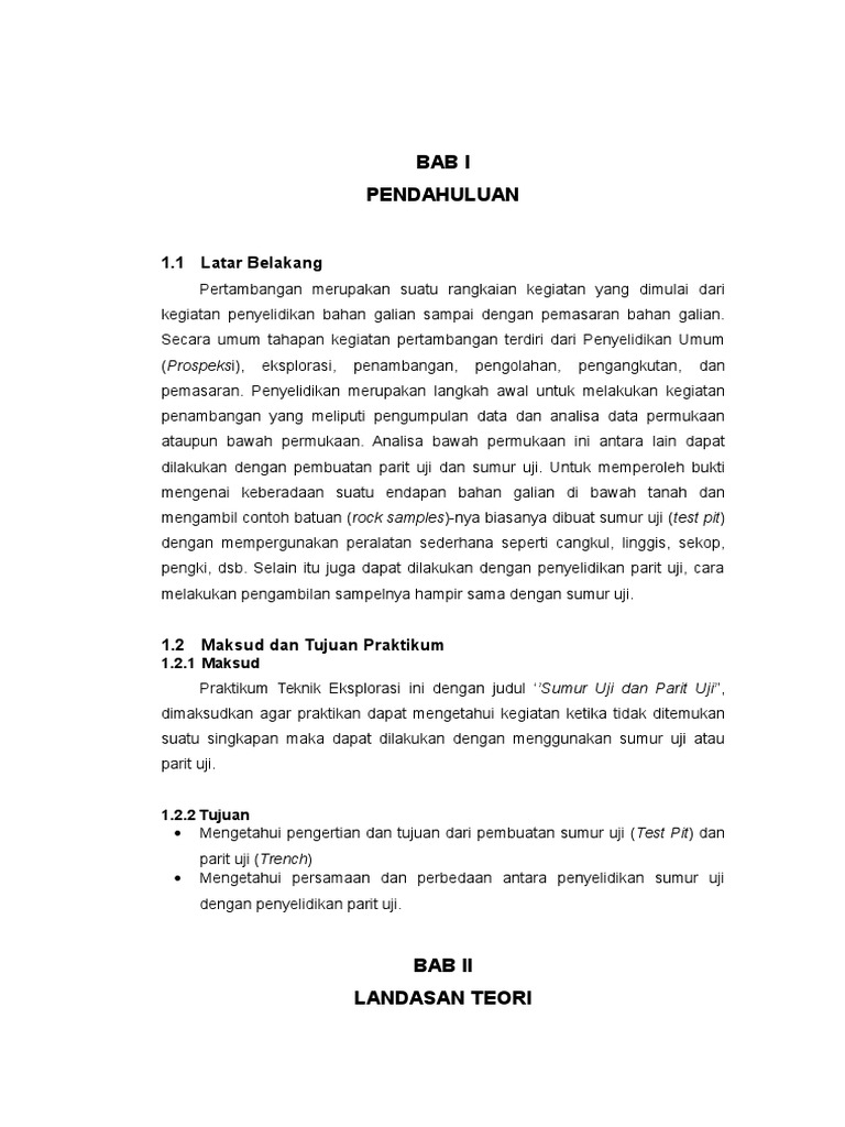 Teknik Eksplorasi: Sumur dan Parit Uji | PDF
