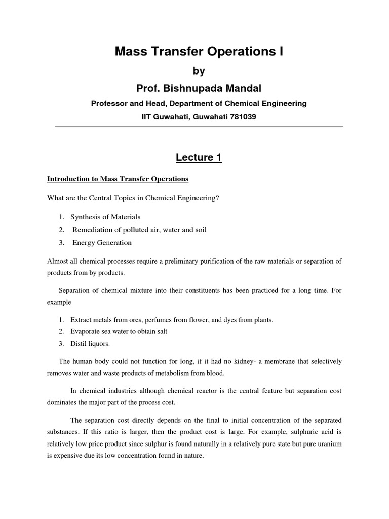 Module-1 - Diffusion Mass Transfer | PDF