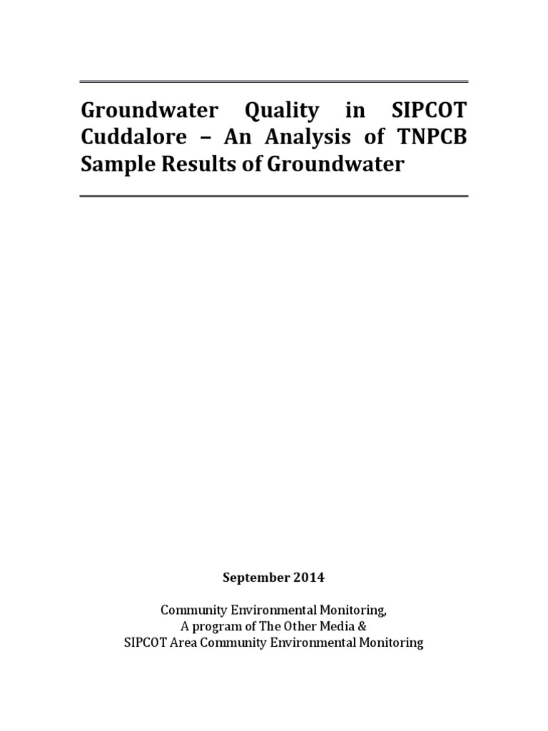 Sipcot Pollution | PDF | Groundwater | Lead