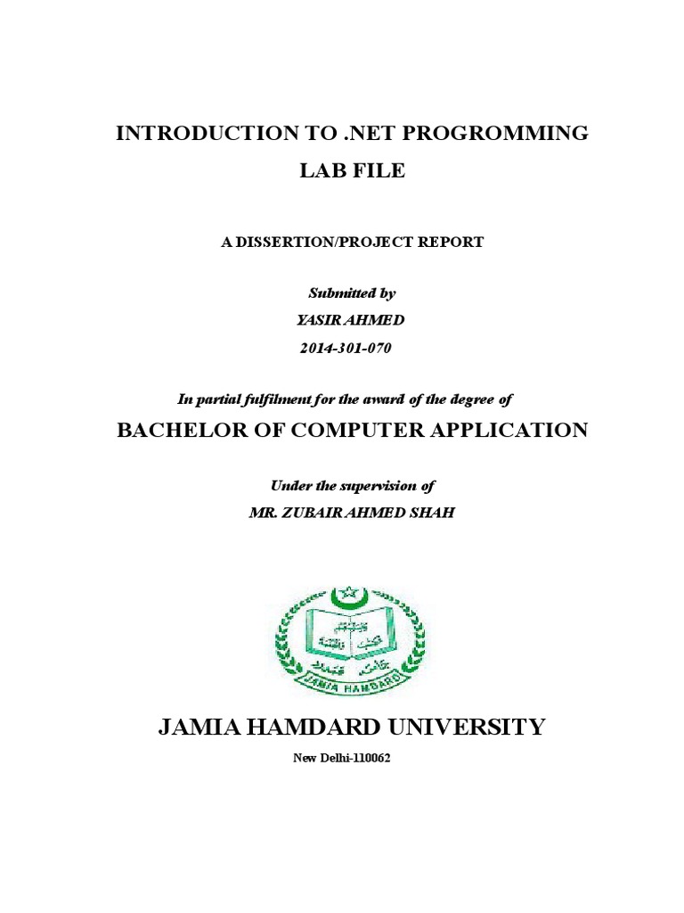 Lab File: Jamia Hamdard University | PDF