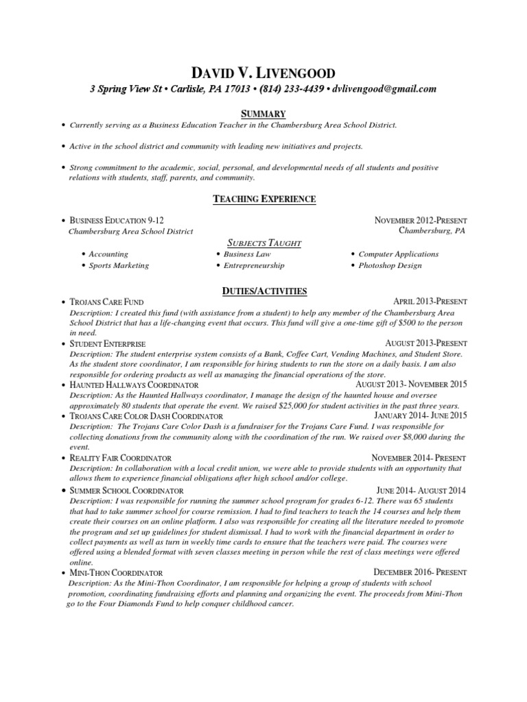 David Livengood: Educator & Community Leader | PDF | Pennsylvania ...