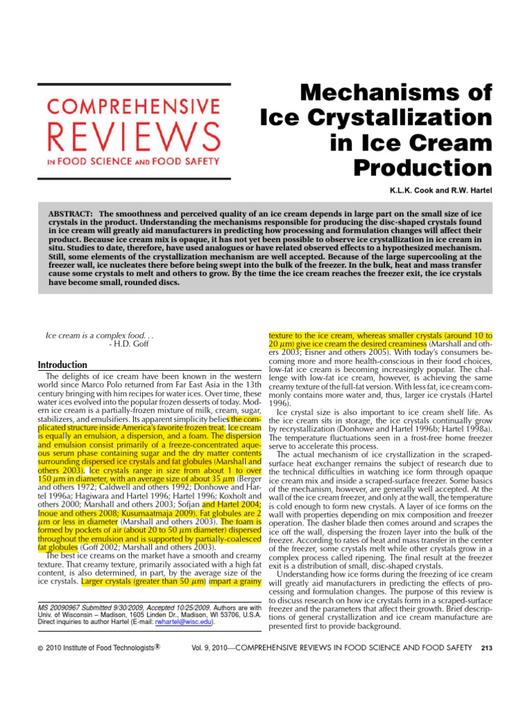 Mechanisms of Ice Crystallization Icecream | PDF | Nucleation ...