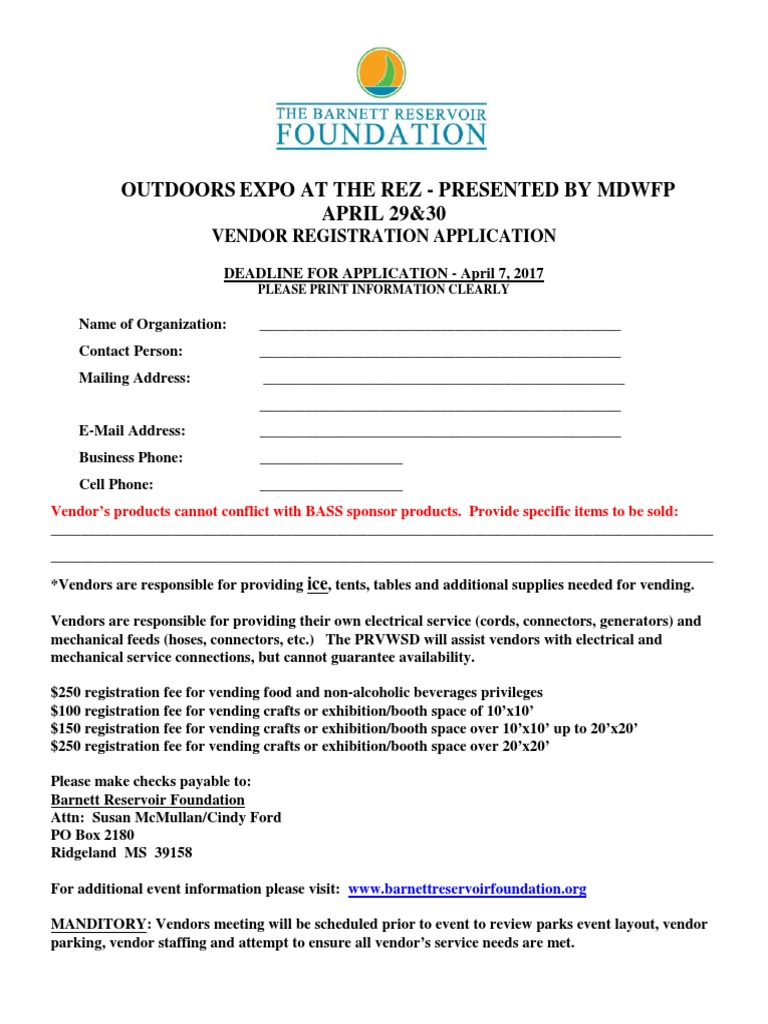 Outdoors Expo Vendor Registration Form | PDF | Career & Growth | Business