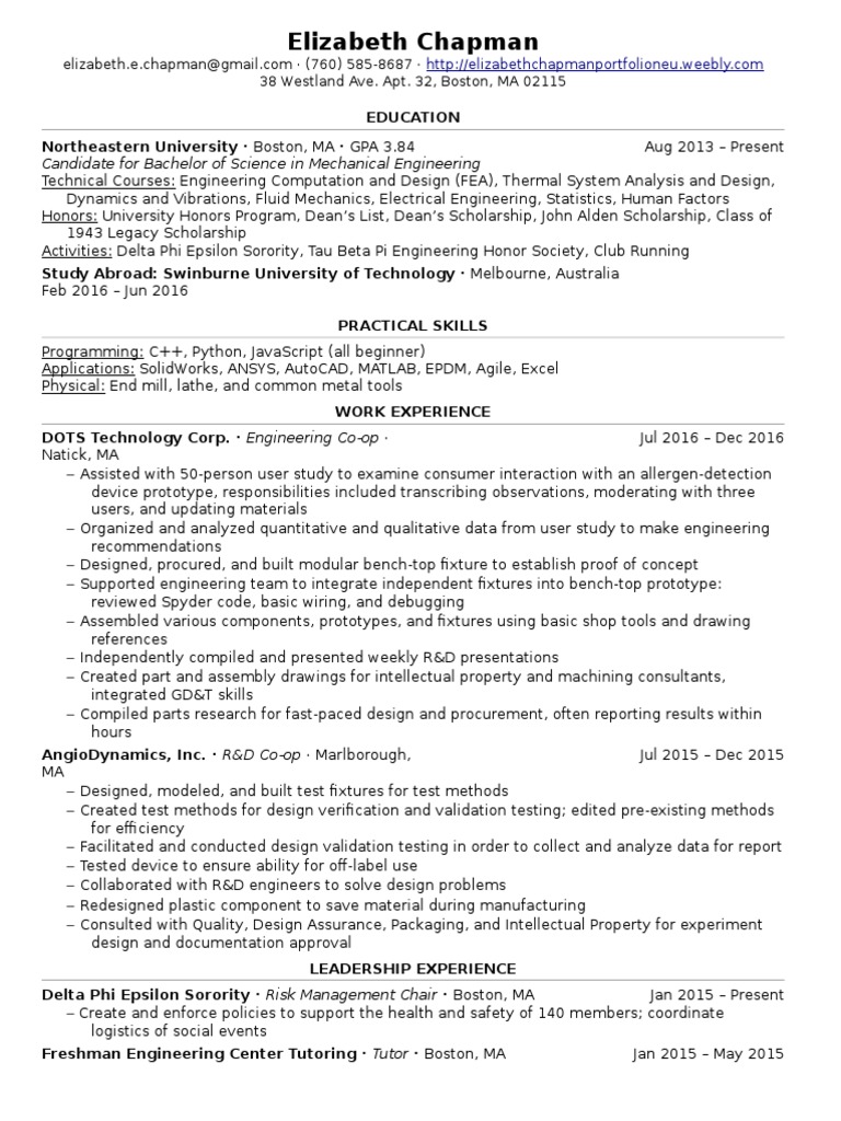 Resume Elizabethchapman Littlebits | PDF | Prototype | Engineering