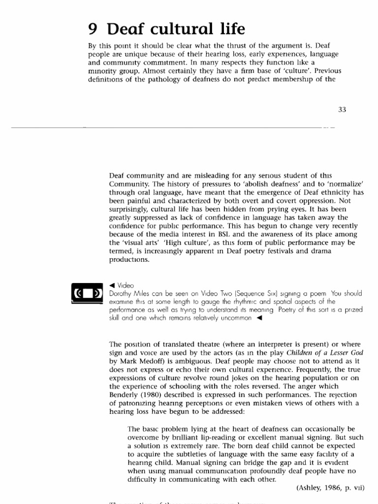 9 Deaf Cultural Life | PDF | Hearing Loss | Norm (Social)