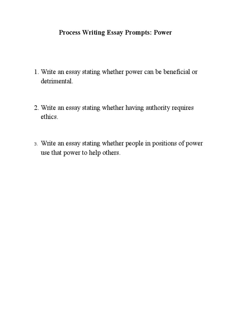 Process Writing Essay Promptspower | PDF | Career & Growth
