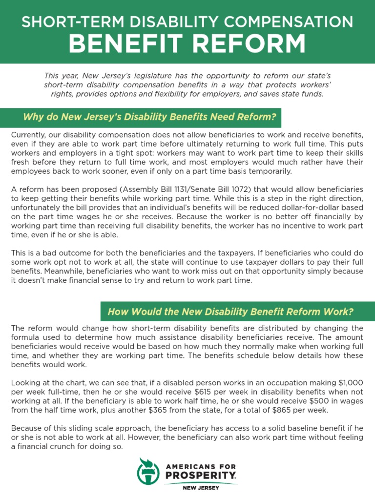2017 Short Term Disability Reform Policy Brief | PDF | Welfare | Part ...