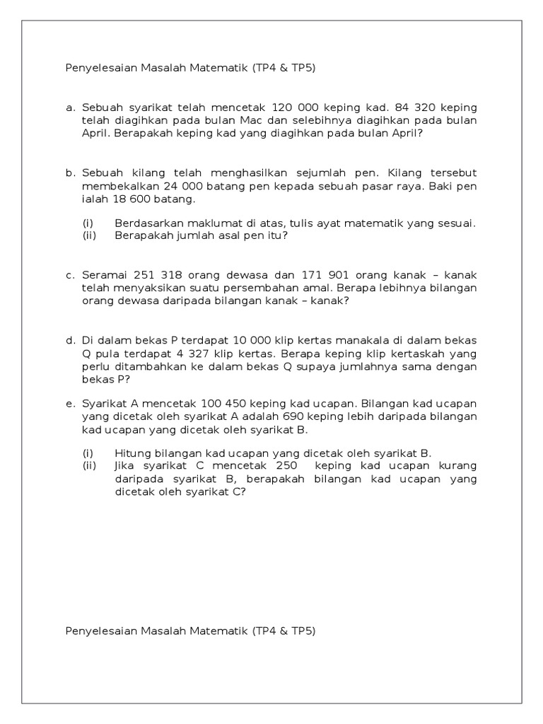 Penyelesaian Masalah Matematik Tolak | PDF