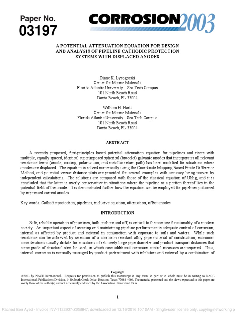 A Potential Attenuation Equation For Design and Analysis of Pipeline ...
