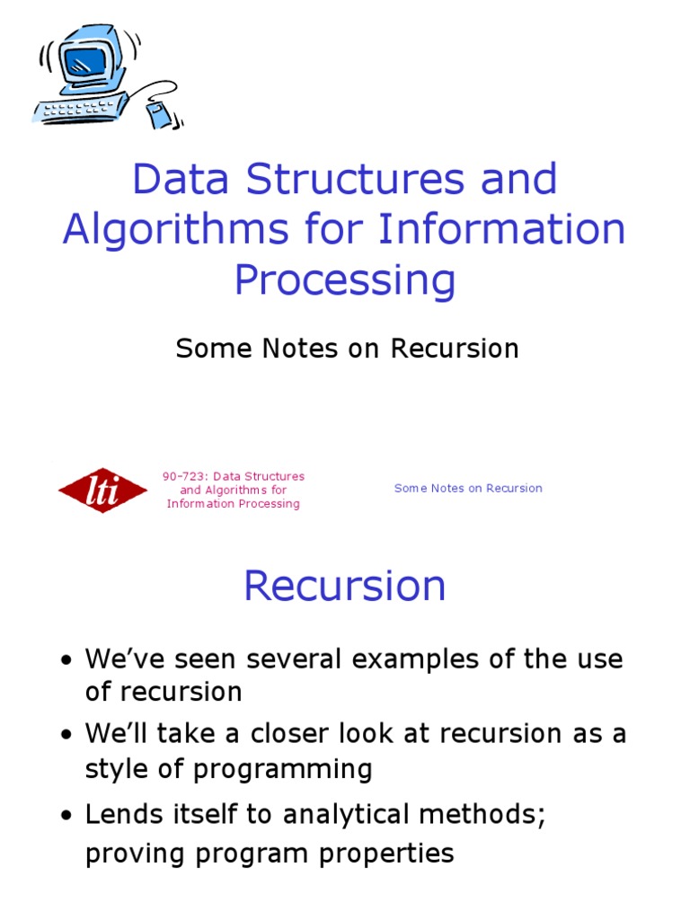 Data Structures And Algorithms For Information Processing Some Notes On Recursion Download