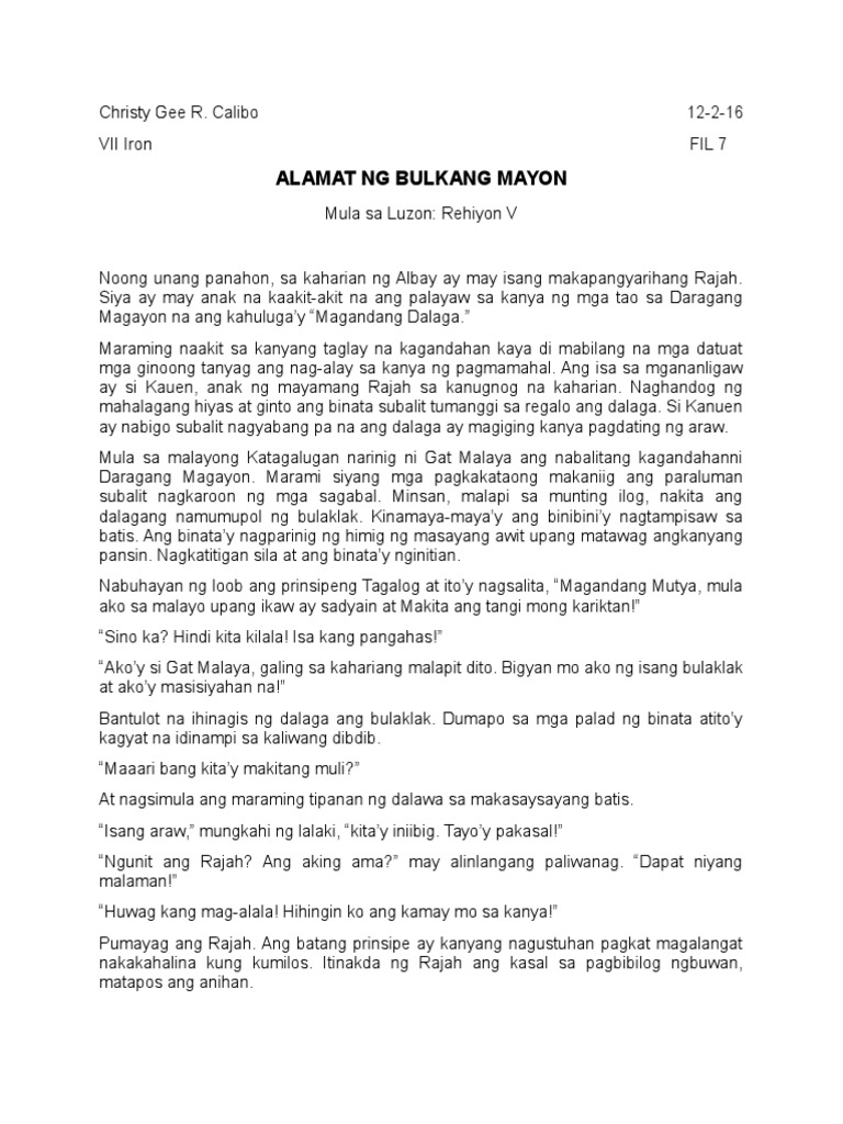 Alamat NG Bulkang Mayon | PDF