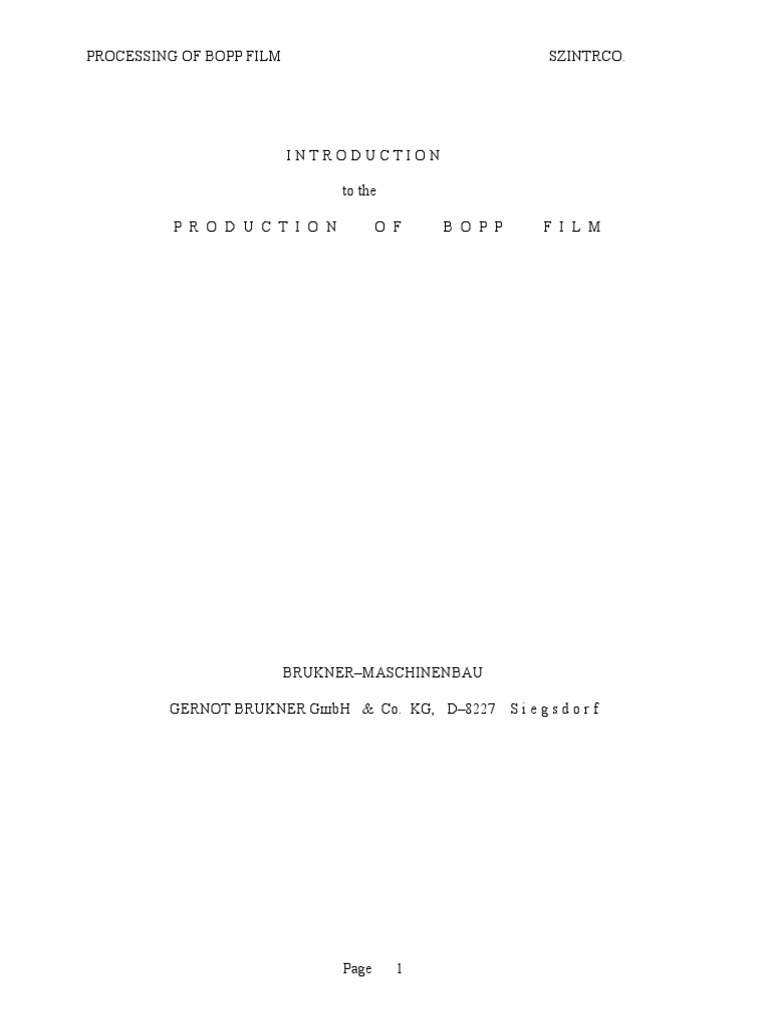Processing of Bopp Film | PDF | Polymers | Applied And ...