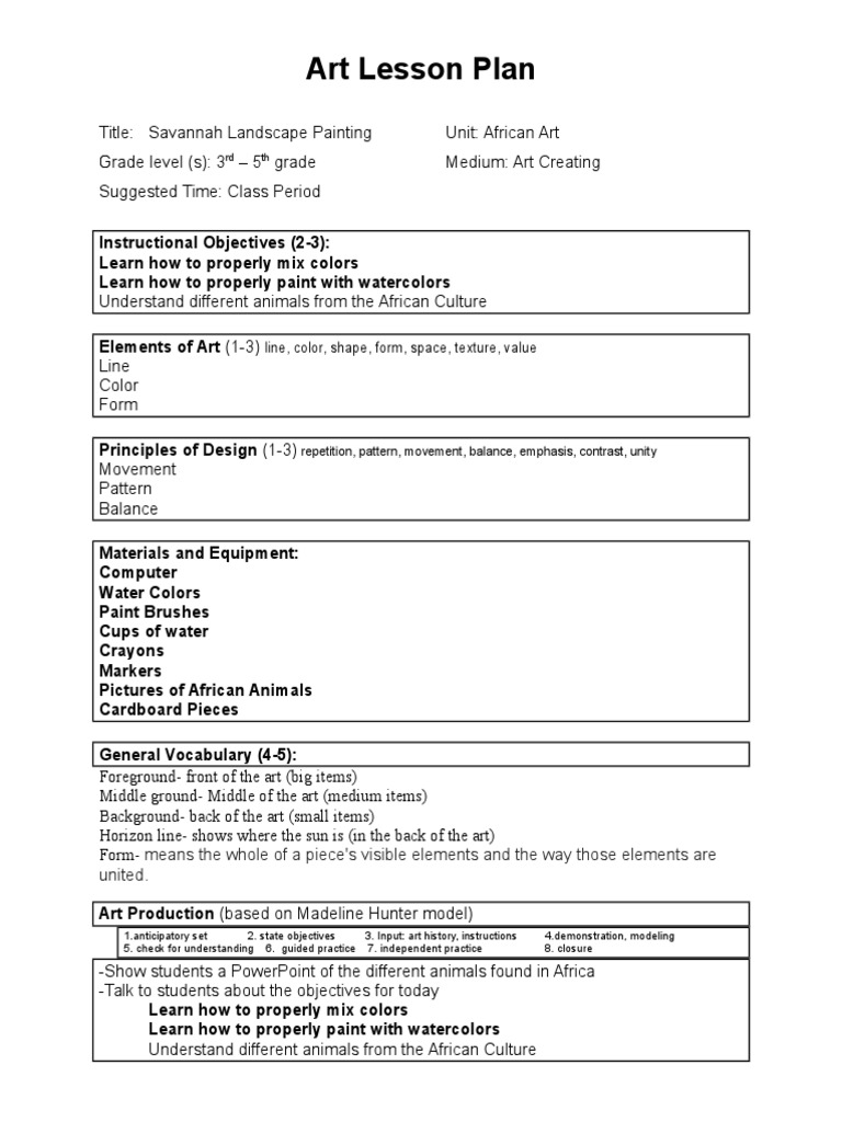 art lesson plan 2 | Paintings | Watercolor Painting