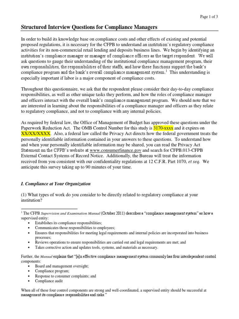 Compliance Costs Compliance Officer Questionnaire | PDF | Consumer ...