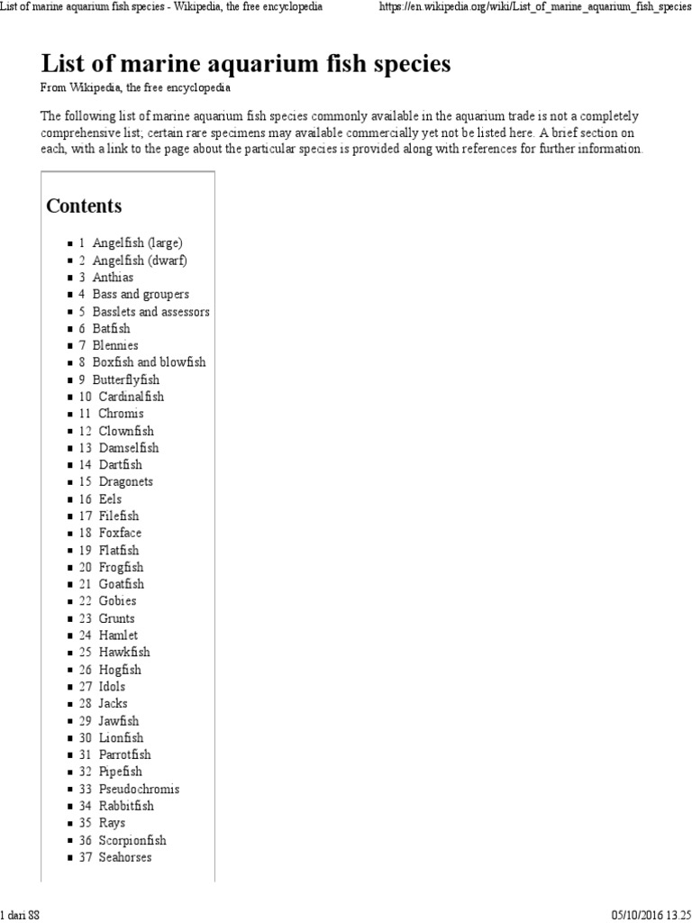List of Marine Aquarium Fish Species | PDF | Fin | Fishkeeping