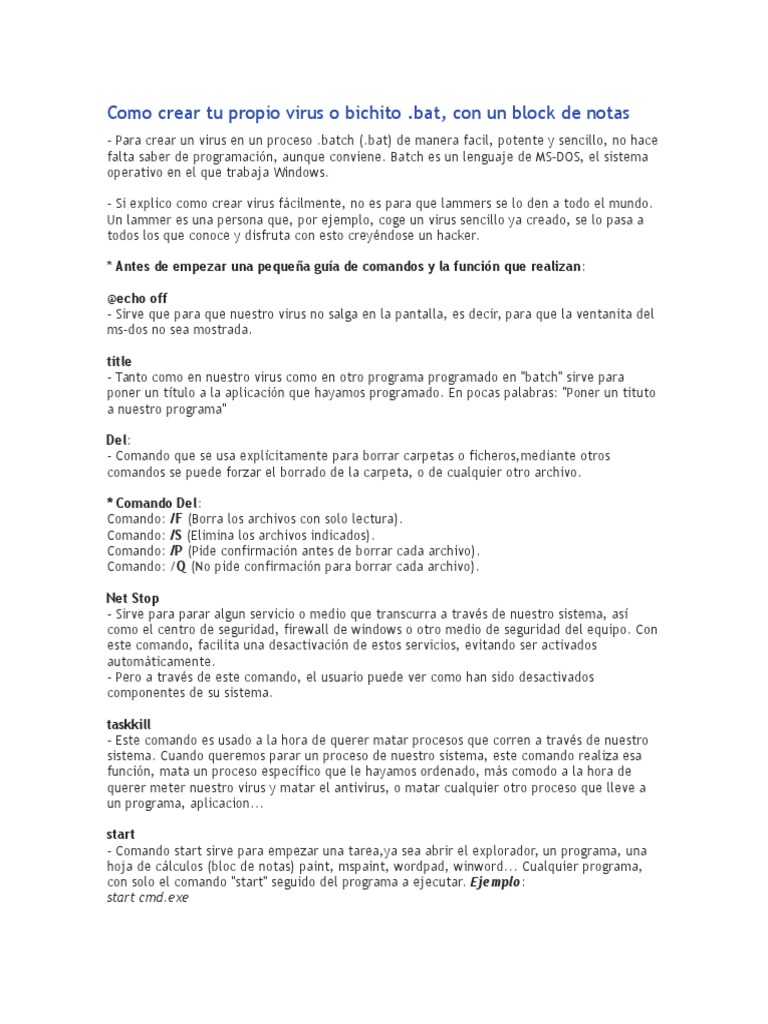 Como Crear Tu Propio Virus o Bichito | PDF | Virus de computadora | Archivo de computadora
