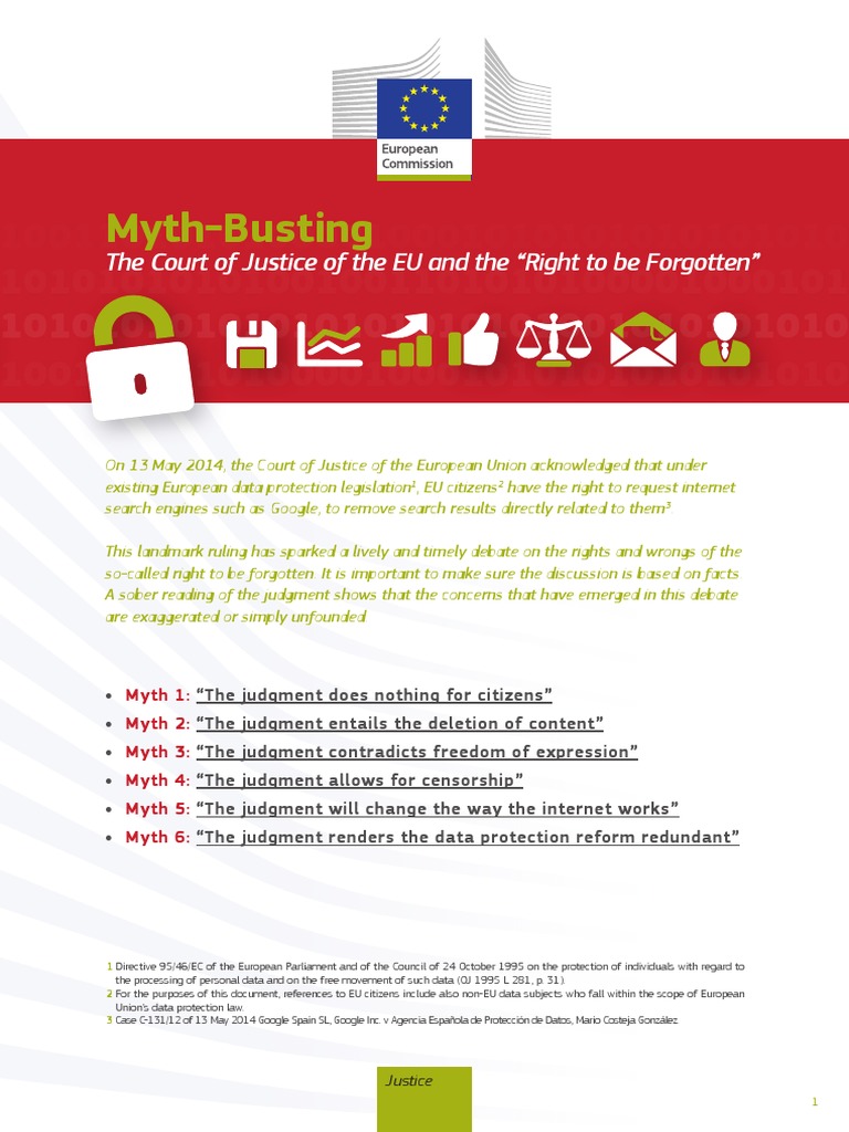 EU Court's Right to be Forgotten Myths | PDF | Information Privacy ...