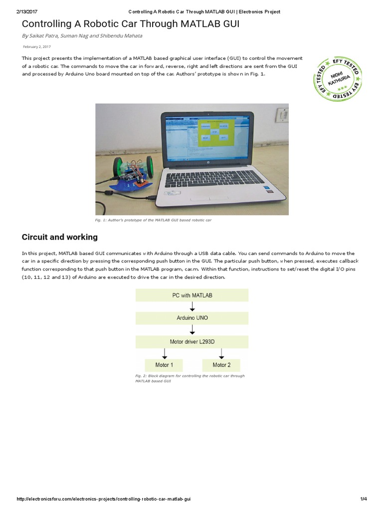 Controlling A Robotic Car Through MATLAB GUI - Electronics Project | PDF | Arduino | Electrical ...