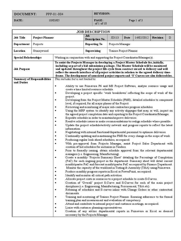 Sample CV - Project Planner | PDF