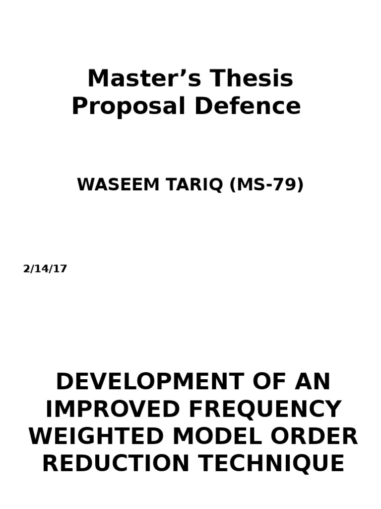 Master's Thesis Proposal Defence: Waseem Tariq (Ms-79) | PDF | Equations | Applied Mathematics